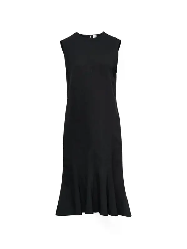 TOTEME Fluted Sleeveless Midi Dress - Black