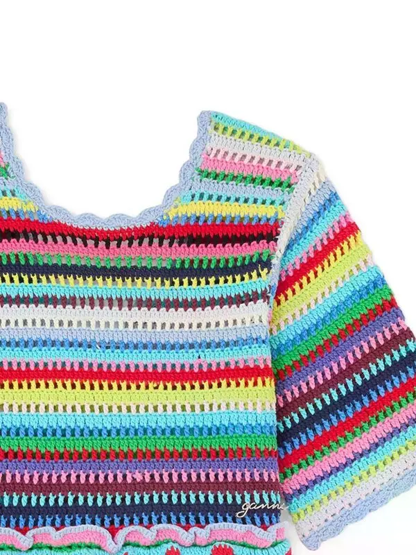 GANNI Striped Ruffled Blouse