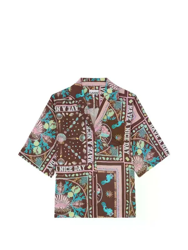 GANNI Printed Shirt - Brown
