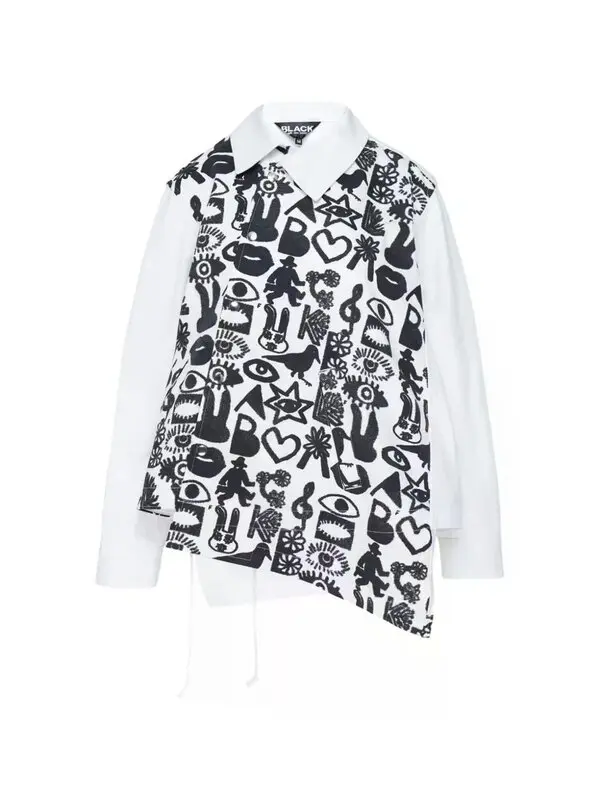 Comme Des Garçons Filip Pagowski Print Asymmetric Shirt - White