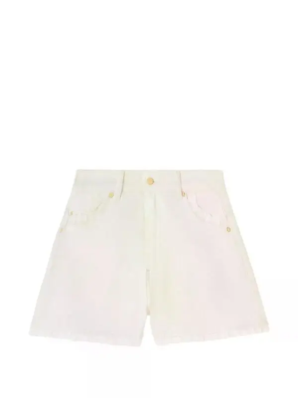 GANNI Lace-trim Denim Shorts - Neutrals