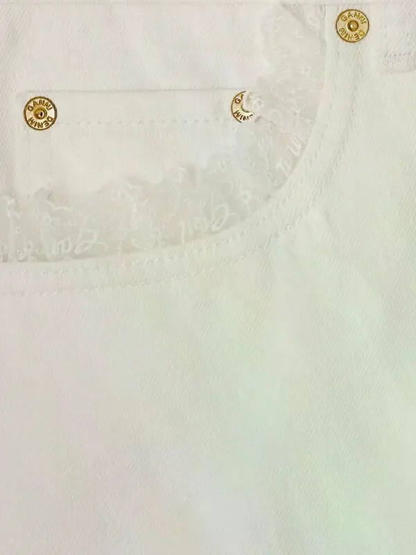 GANNI Lace-trim Denim Shorts