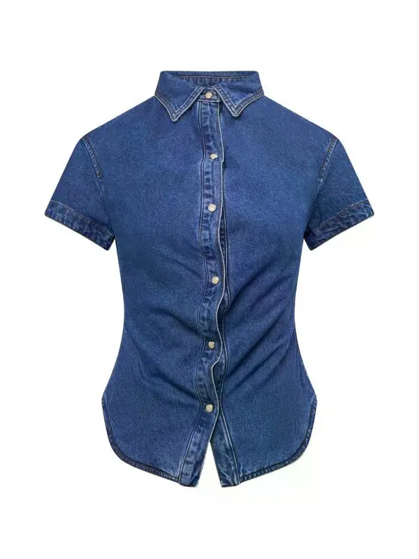 PUSHBUTTON Short-sleeve Denim Shirt - Blue