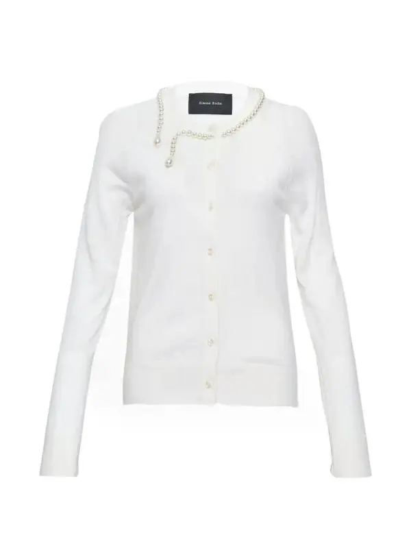 Simone Rocha Faux-pearl Embellished Cardigan - White