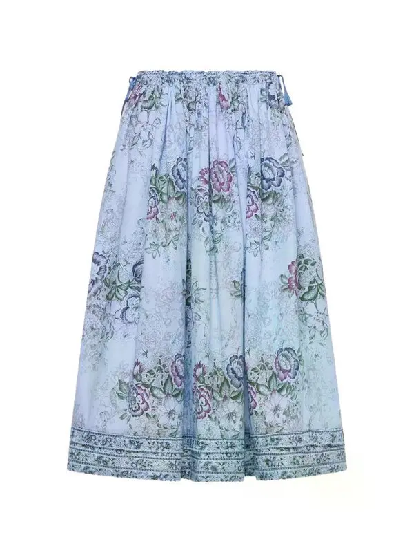PIERRE-LOUIS MASCIA Floral-print Drawstring Midi Skirt - Blue