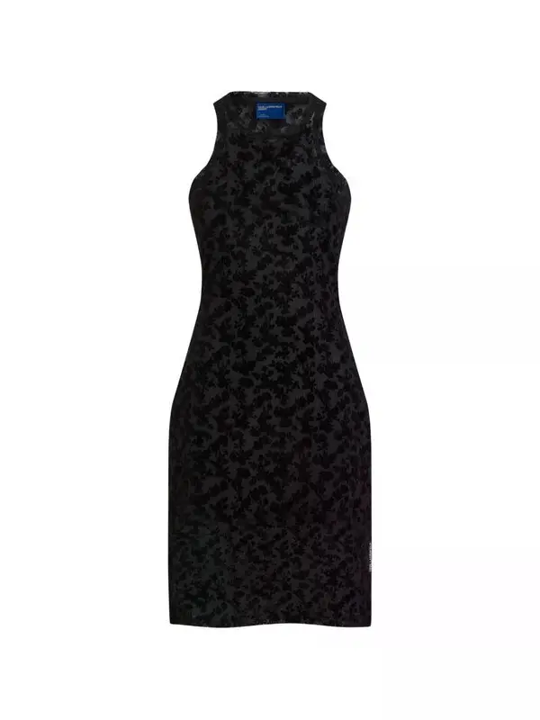 Karl Lagerfeld Flocked Floral-print Mini Dress - Black