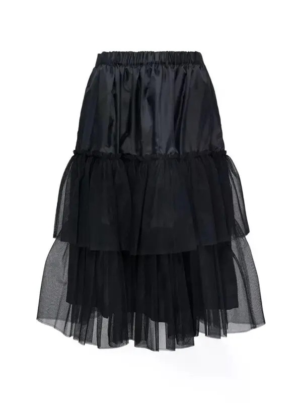 Comme Des Garçons Midi Tulle Tiered Skirt - Black