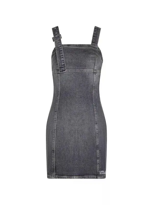 Karl Lagerfeld Buckle-strap Denim Mini Dress - Blue