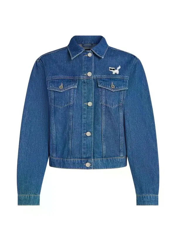 Karl Lagerfeld Ikon Cat-motif Denim Jacket - Blue