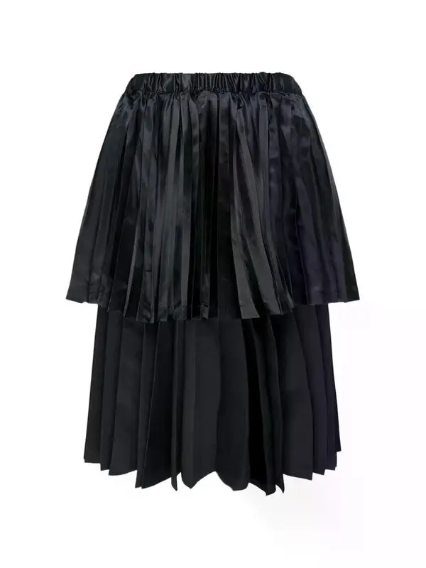 Comme Des Garçons Midi Pleated Tiered Skirt - Black