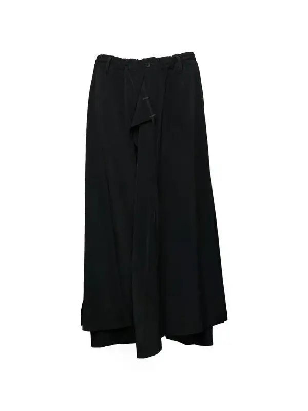 Yohji Yamamoto Wrap-detail Layered Trousers - Black