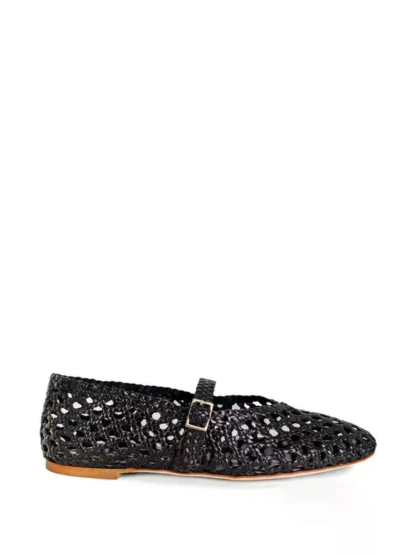FABIO RUSCONI Francy Woven Buckle-fastening Ballet Flats - Black