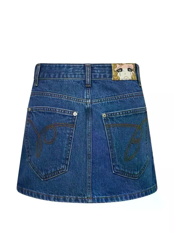 PUSHBUTTON Printed Denim Mini Skirt