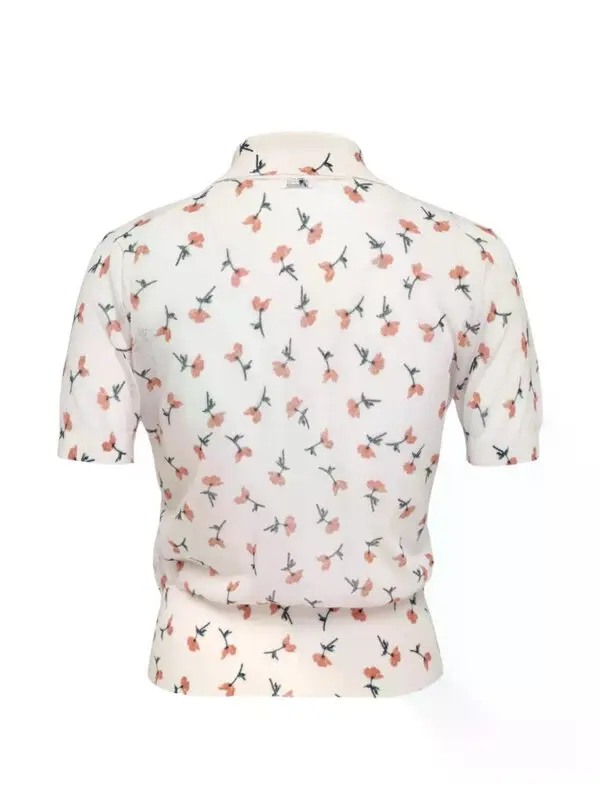 JIL SANDER Floral-print Sheer Polo Shirt - Neutrals