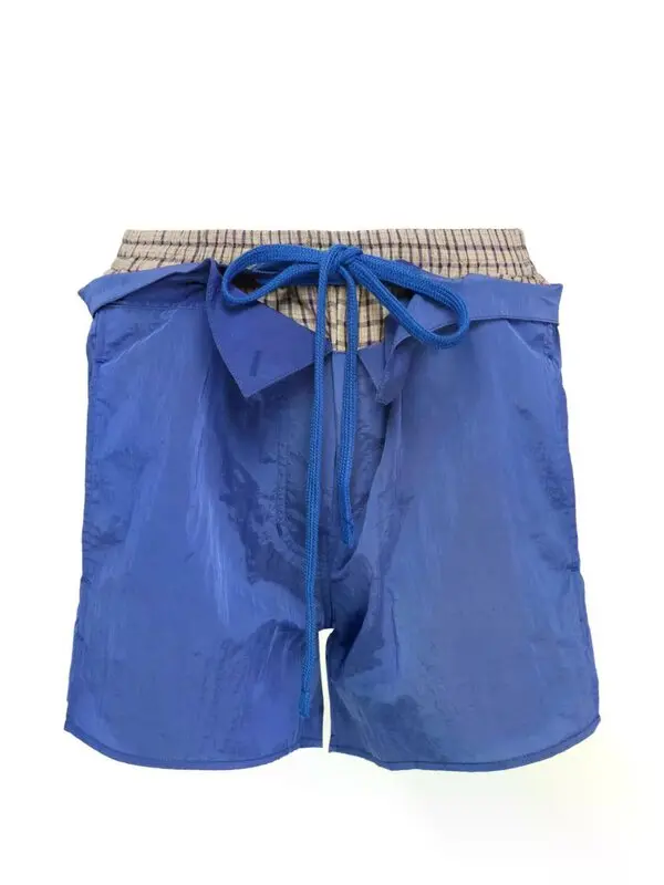 OPEN YY Color-block Layered Shorts - Blue
