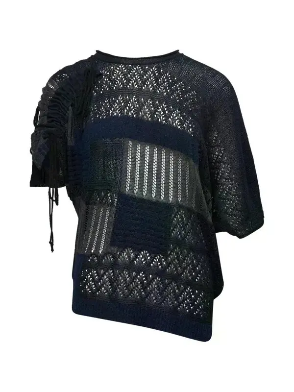 Y’s Asymmetric Gathered Sweater - Black
