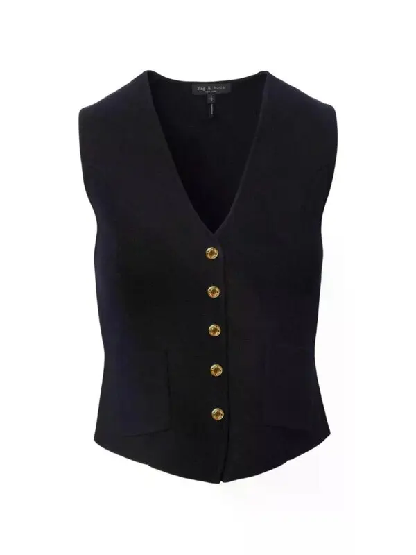 Rag & Bone Portia Button-up Waistcoat - Blue