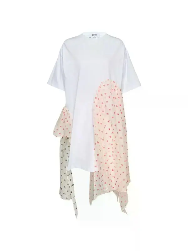 MSGM Asymmetric Polka-dot Dress - White
