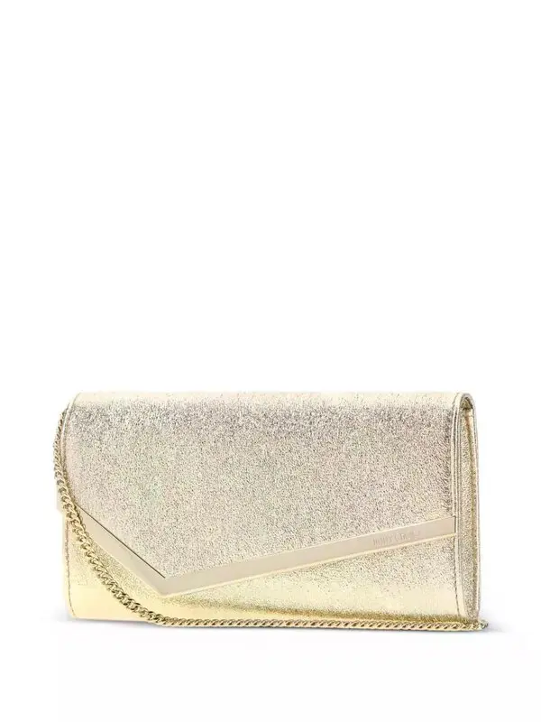 JIMMY CHOO Brilliance Fabric Clutch Bag With Chain Strap - Gold