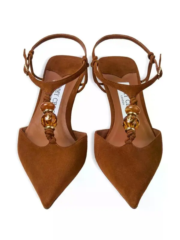 JIMMY CHOO Lauri Slingback Pumps With Beaded Detailing - Brown