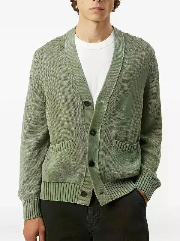 CORRIDOR Acid-wash Cotton Cardigan - Green