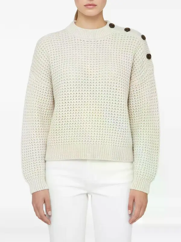 Brunello Cucinelli Button-detail Waffle-knit Sweater - Neutrals