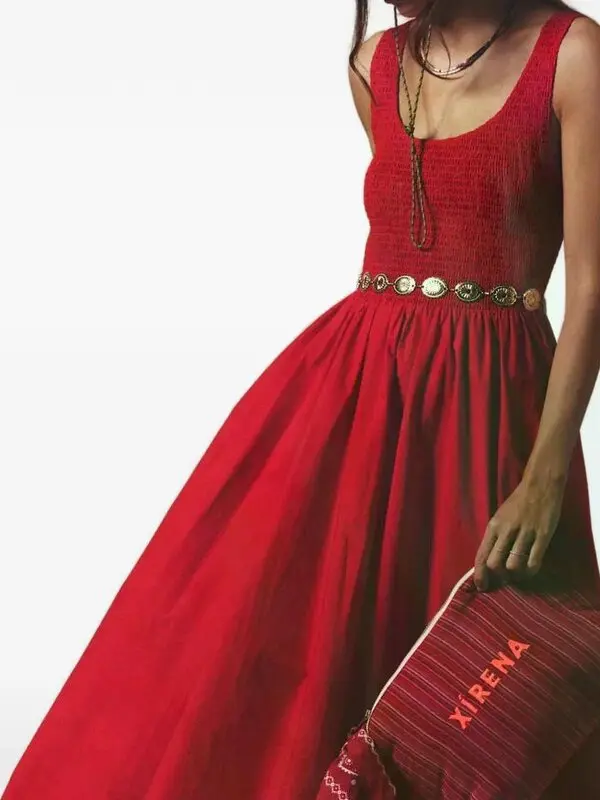 Xirena Florence Smocked Midi Dress - Red