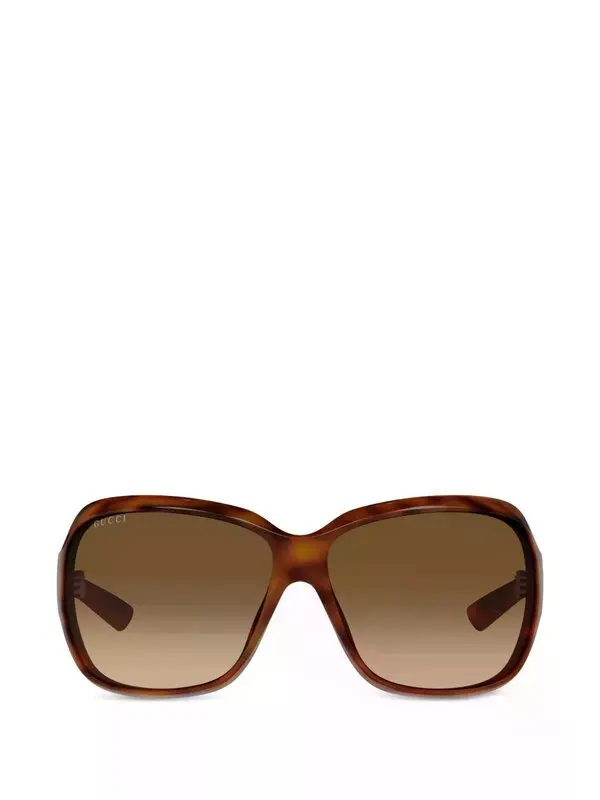 Gucci Tortoiseshell-effect Geometric Sunglasses - Brown