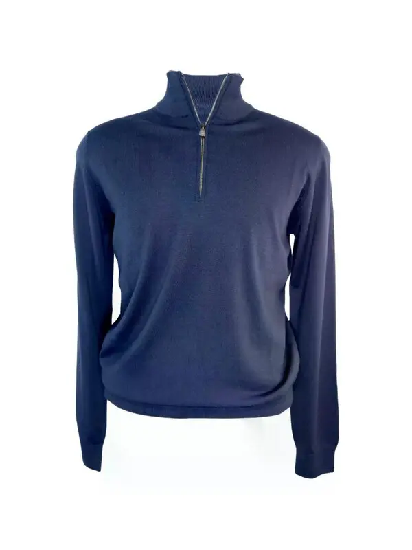 PIACENZA CASHMERE 1733 Quarter-zip Merino Sweater - Blue