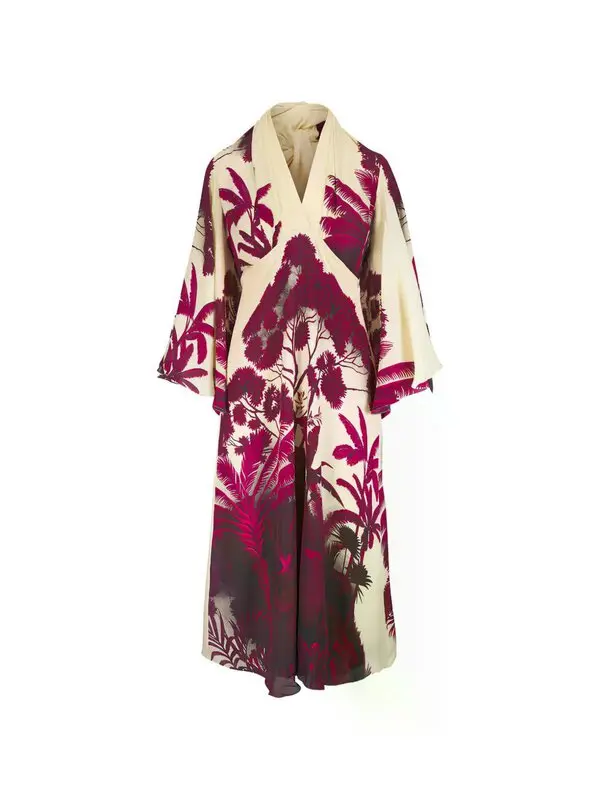 Johanna Ortiz Maiden Voyage Palm-print Midi Dress - Neutrals