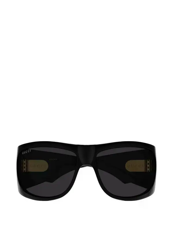Gucci Double G Rectangle-frame Sunglasses - Black