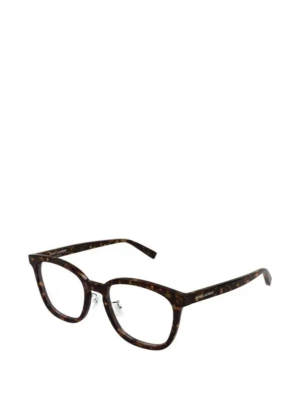 Saint Laurent Tortoiseshell-effect Geometric-frame Glasses - Brown