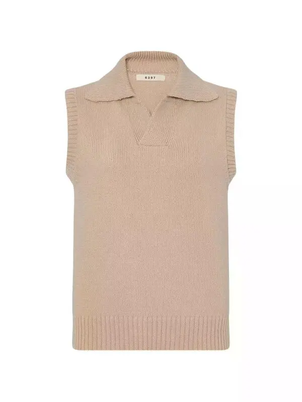 6397 Knitted Polo Vest - Neutrals