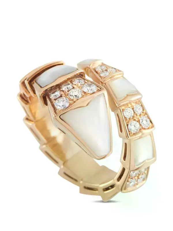 BVLGARI Serpenti Viper Diamond And Mother-of-pearl Ring - Pink