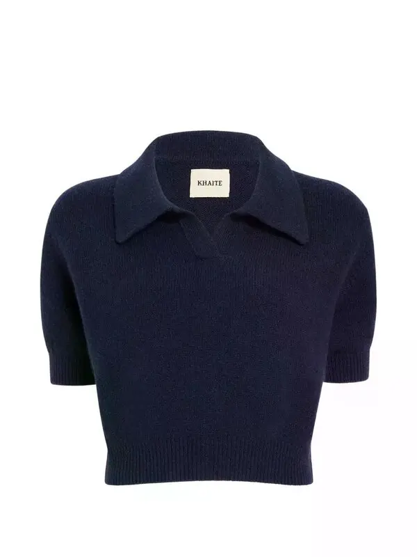 Khaite Leni Knit Polo Sweater - Blue