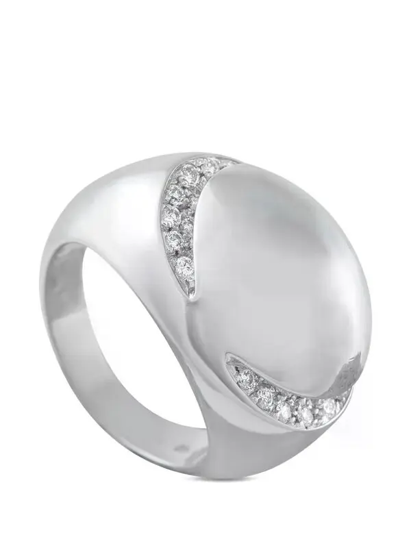 BVLGARI Dome Diamond Signet Ring - Silver