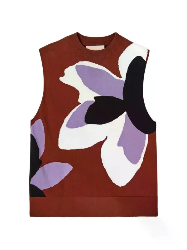 Plan C Flower Intarsia-knit Vest