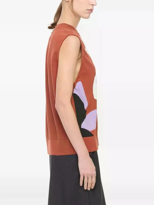 Plan C Flower Intarsia-knit Vest