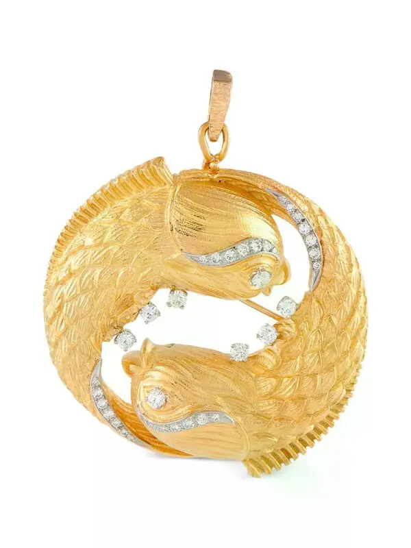 David Webb Fish Diamond Pendant Brooch - Gold