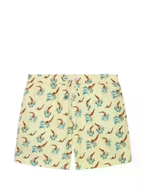 Hartford Divers-print Swim Shorts - Yellow