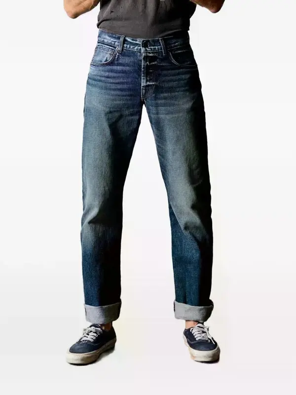 IMOGENE + WILLIE Henry Stone-washed Selvage Jeans - Blue