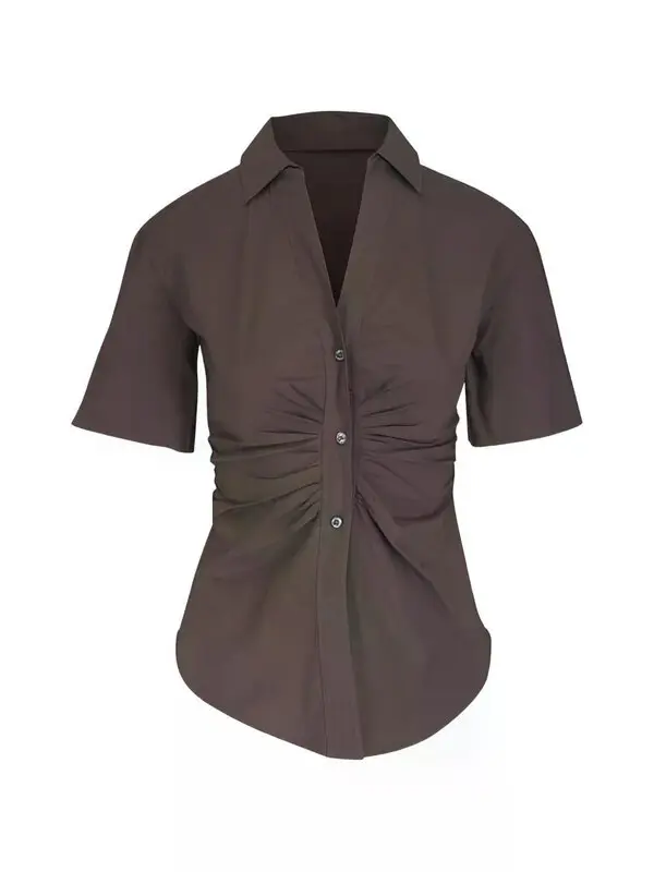 Veronica Beard Devra Ruched Blouse - Brown