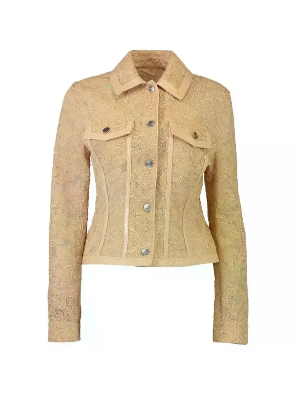 Ermanno Scervino Lace Leather-trim Jacket - Neutrals