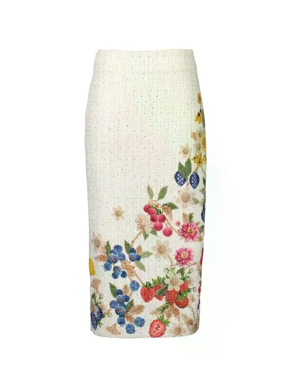 MARY KATRANTZOU Vargas Fruit-embroidered Midi Skirt