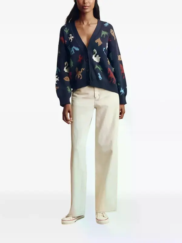 The Great. Pictograph Jacquard-knit Cardigan