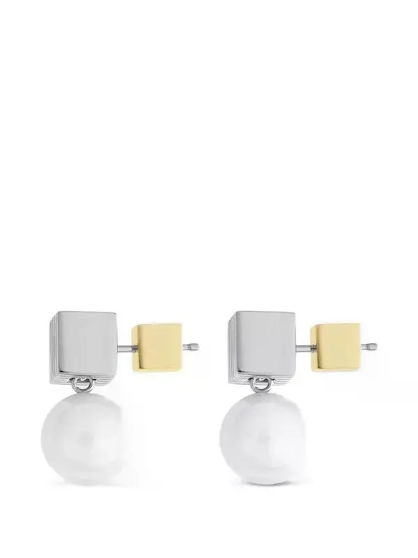 IVI Pearl-drop Cube Earrings - Silver