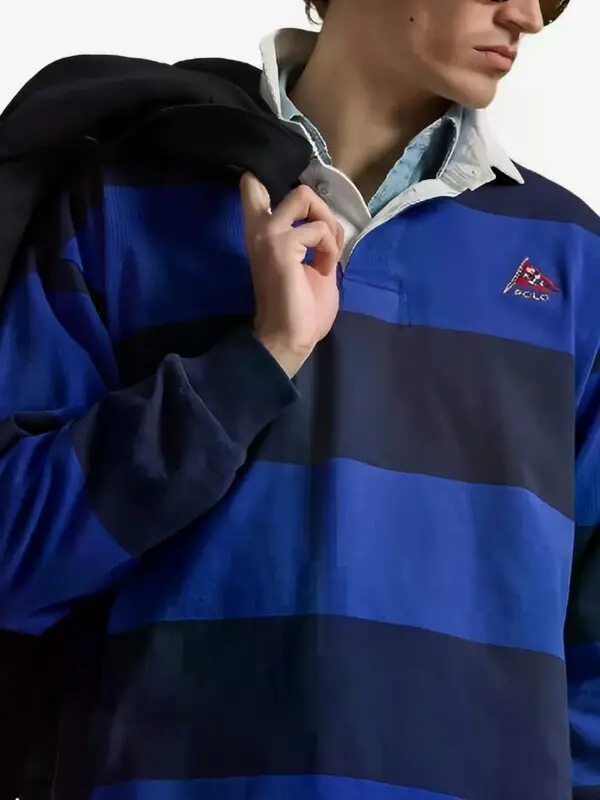 Polo Ralph Lauren Big Fit Striped Long-sleeve Polo Shirt - Blue