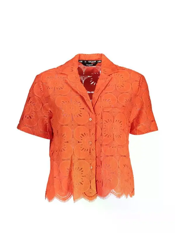 Desigual Eyelet Scalloped Shirt - Orange