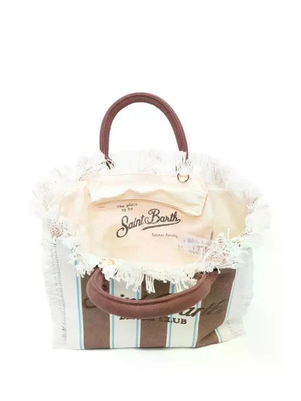 MC2 SAINT BARTH Colette Striped Frayed Tote Bag - Brown