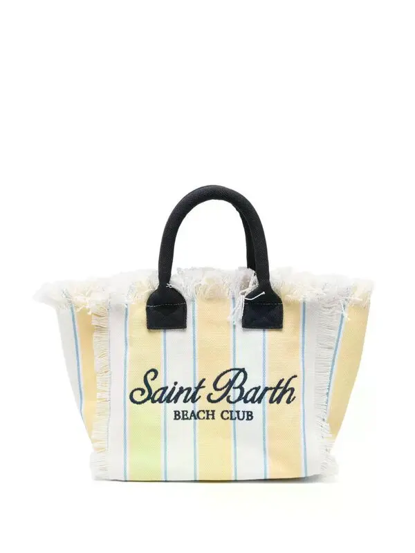 MC2 SAINT BARTH Colette Striped Frayed-edge Tote Bag - Yellow